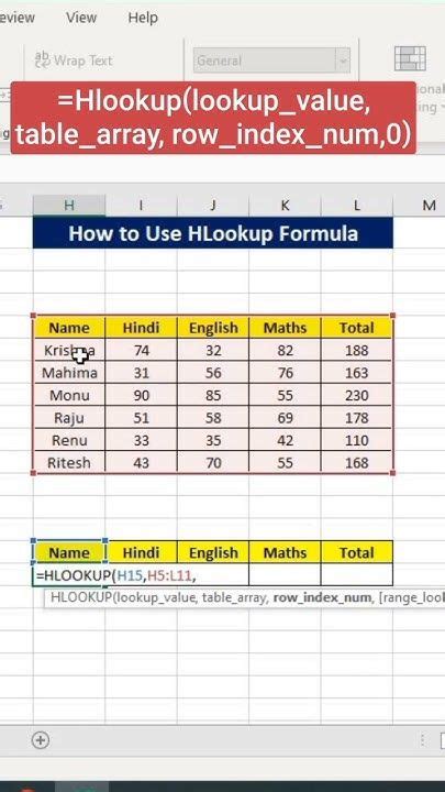 How To Use Hlookup Formula😲 Msexcel Excel Hlookup Shortsvideo