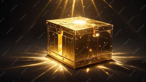 Premium Photo A Golden Chest With A Glowing Light Shining Out Of It