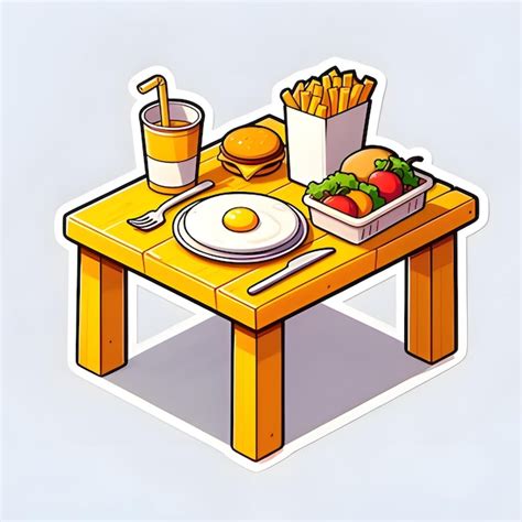Premium Photo Sticker Yellow Table With A White Background