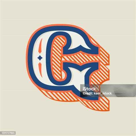 Logo De Lettre De G Dans Le Modèle Occidental De Cru Avec Lombre Rayée
