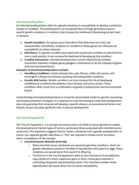 Inherited Predisposition Pdf Tumor Suppressor Gene Genetic Disorder