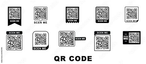 Qr Code Frame Vector Set Scan Me Phone Tag Qr Code Mock Up Mockup Barcode Smartphone Id Icon
