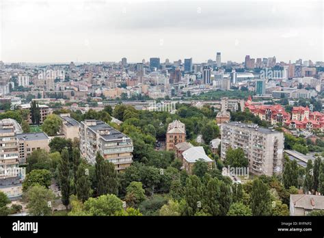 Aerial Top View Of Kiev City Skyline From Above Kyiv Downtown