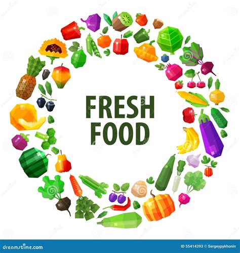 Fresh Food Vector Logo Design Template Fruits And Stock Vector Image