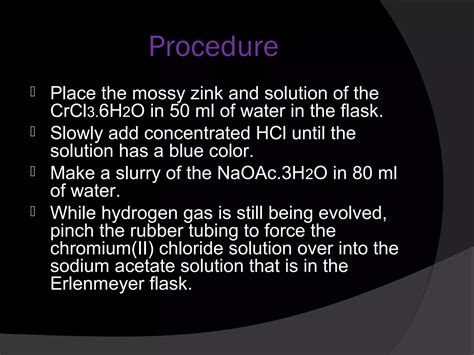 Synthesis Of Chromium Ii Acetate Hydrate Ppt