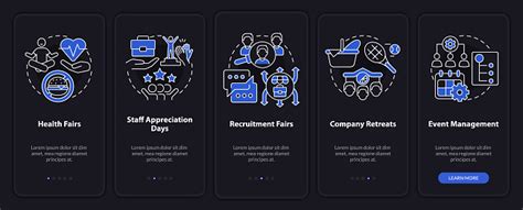 Hr Organizing Skills Night Mode Onboarding Mobile App Screen Stock Illustration Download Image