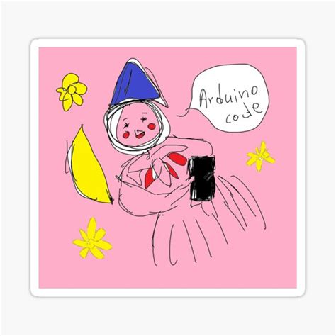 Pink Sticker Comic Arduino Female Coder Sticker For Sale By
