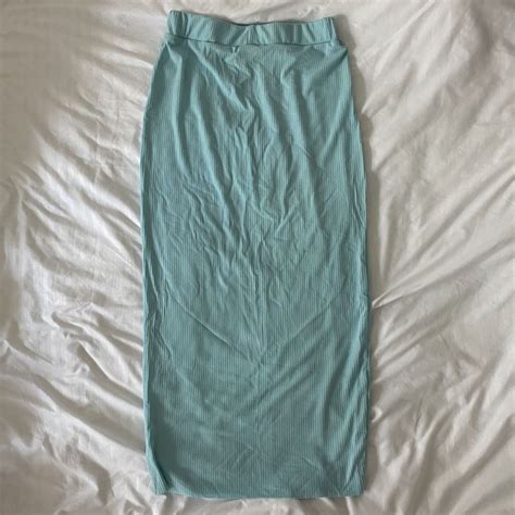 Blue Ribbed Coordinates Crop Top And Midi Skirt Womens Fashion