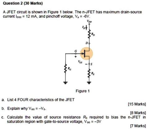 Solved Text Question 2 30 Marks A Jfet Circuit Is Shown In Figure 1 Below The N Jfet Has A