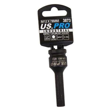 Us Pro Industrial M12 X 78mm 1 2 Dr Impact Spline Bit Socket All