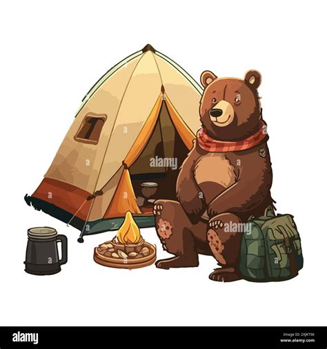 Bear Camping Vector Illustration Stock Vector Image And Art Alamy