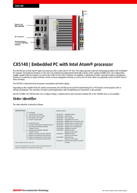 Beckhoff Cx5140 User Manual