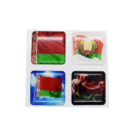 3d Cтикеры 3Д наклейки на телефон флаг и герб республики Беларусь Набор 4 шт МЕГА ПРИНТ Опт