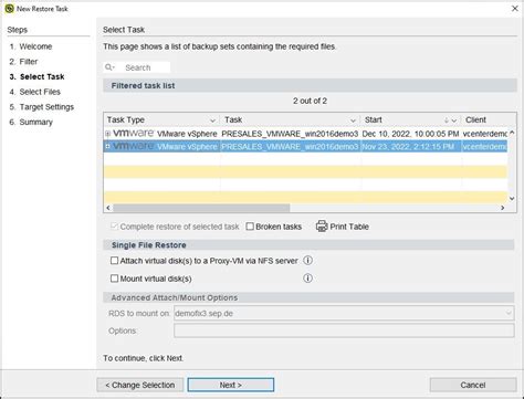 source vmware restore sepsesam