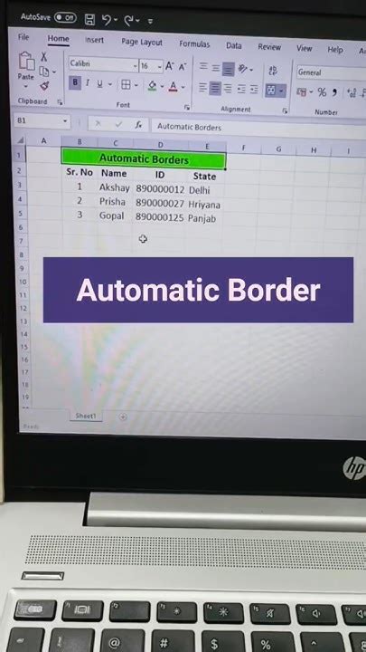 Automatic Border In Excel Shorts Ytshorts Exceltutorial Excel