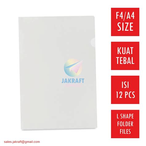 12 Pcs Map L Clear Sleeve F4 Folio Putih Bening Clear File Folder