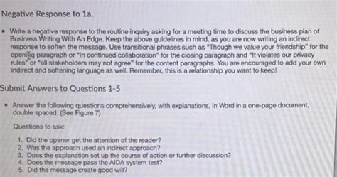 Negative Response To 1a Write A Negative Response