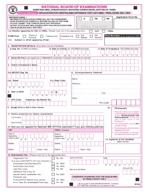 Fillable Online Natboard Nic App Form Non Scannable App Form Non