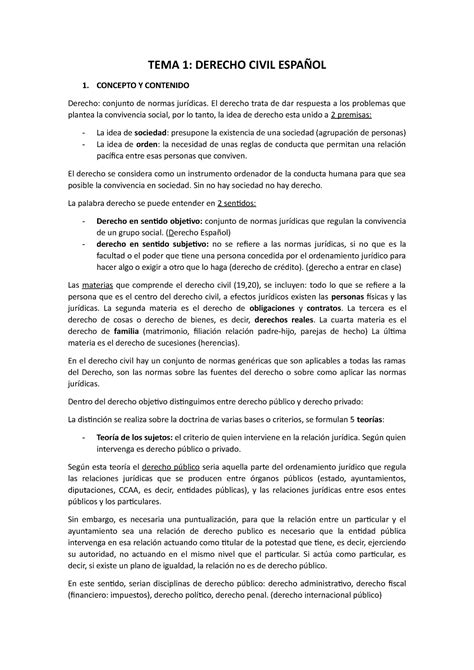 Apuntes Tema 1 2 Derecho Civil Tema 1 Derecho Civil EspaÑol 1