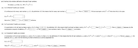 solved let c be the circle relation defined on the set of