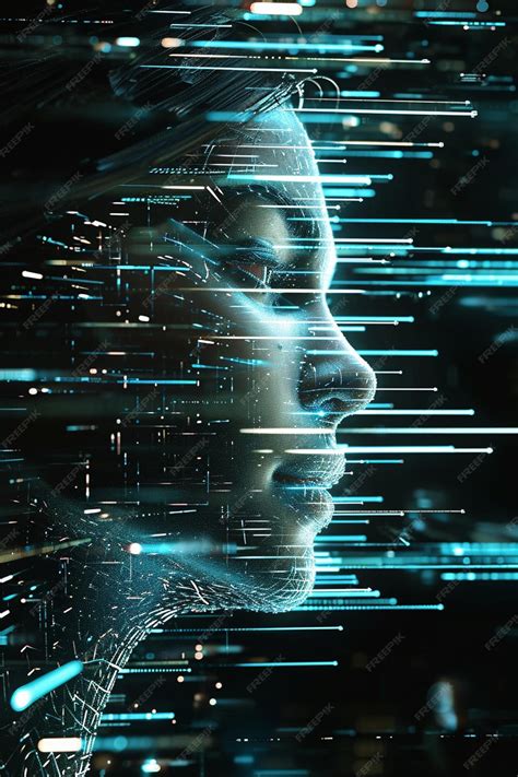 Premium Photo 3d Representation Of A Woman Emerging From A Digital Matrix