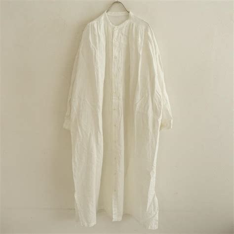 【2023ss定価28万】ネストローブ Nest Robe リネン近江晒バンドカラーシャツワンピースf白ホワイト33 2405