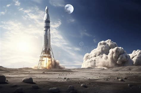 Rocket Launch Into Space Exploration Of New Outer Space Stock Illustration Illustration Of