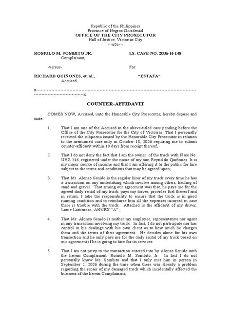 Counter Affidavit Pdf Affidavit Common Law