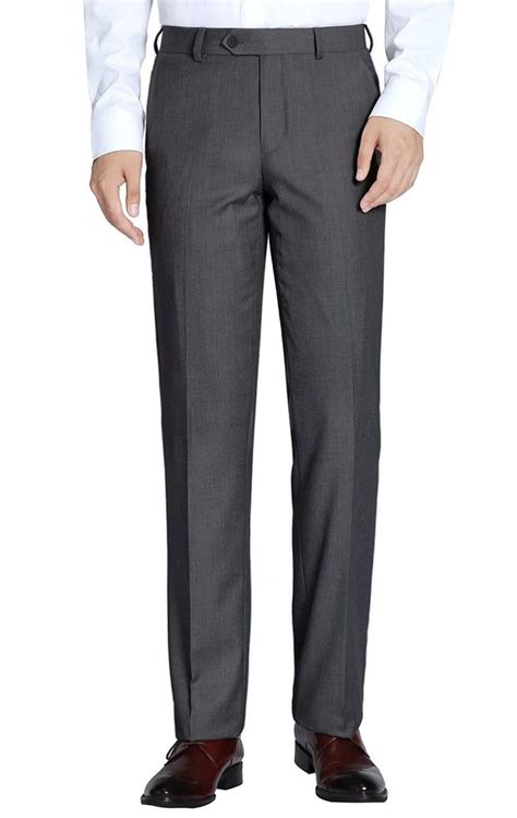 Charcoal Slim Fit Dress Pants Flat Front Pre Hemmed Slim Fit Dress