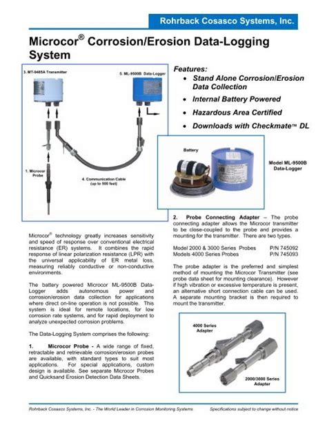 Corrosion Erosion Data Logging System Rohrback Cosasco Systems