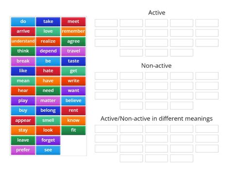 Active Vs Non Active Verbs Grammar Group Sort