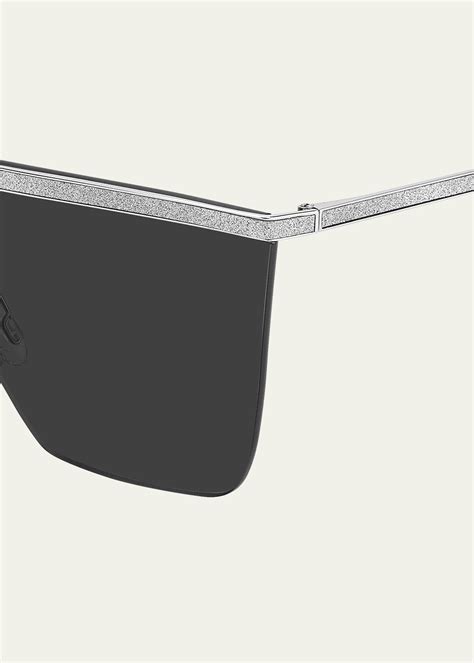 Jimmy Choo Leah Glitter Metal And Acetate Shield Sunglasses Bergdorf
