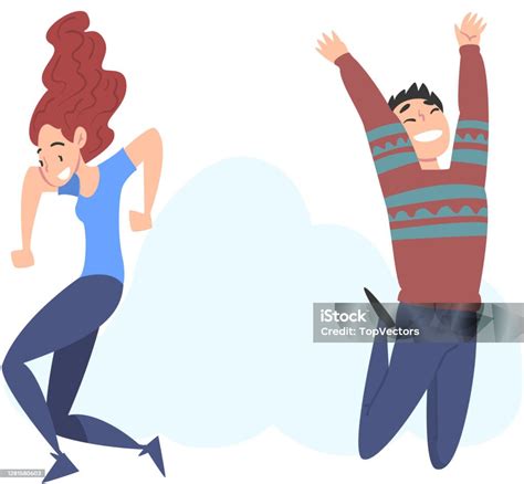 하늘에서 비행 청소년 행복 한 소년과 소녀 꿈 성공 또는 영적 성장 만화 스타일 벡터 일러스트를 위해 노력 꿈같은에 대한 스톡