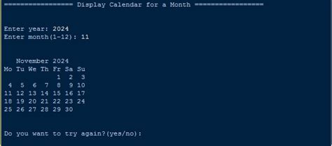 How To Display Calendar For A Month In Python Sourcecodester