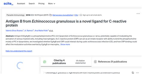Antigen B From Echinococcus Granulosus Is A Novel Ligand For C Reactive Protein Scite Report