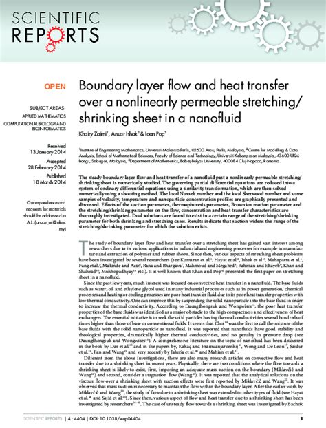 Pdf Boundary Layer Flow And Heat Transfer Over A Nonlinearly
