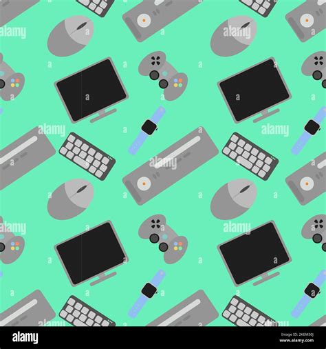 Paternal On A Green Background Of Technology Mouse Keyboard And