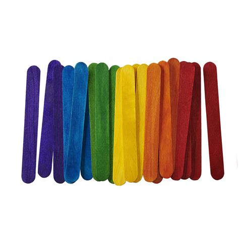 100 Count 6 Inch Colored Popsicle Sticks For Crafts Jumbo Wooden