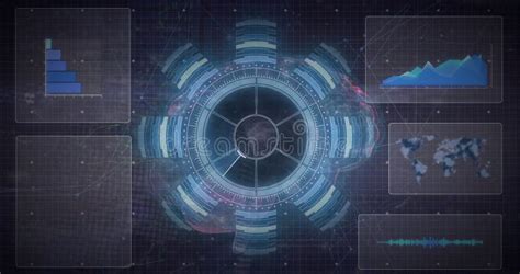 animation of data processing over diagrams and scope scanning stock