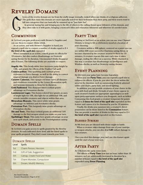 Cleric Subclass Revelry Domain Think Bacchusdionysus Rdndhomebrew