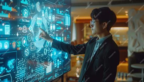 Premium Photo A Businessman Interacting With Internet Of Things Iot