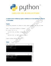 Check For Odd Or Even In Python Pdf Python Program To Check If The Input Number Is Odd Or