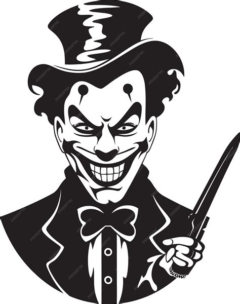 Nightmarish Jester Sinister Clown Emblem Phantom Carnival Eerie Clown
