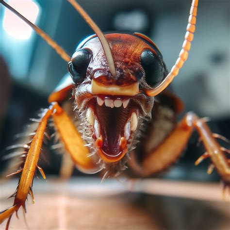 Realistic Cockroach With Big Eyes Surprised Big Eyes Mouth Open