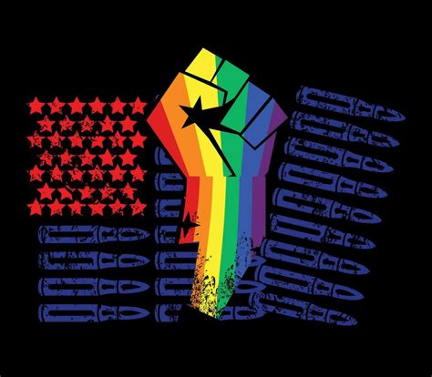 T Shirt Design Of A Fist With The Colors Of The Rainbow And An American