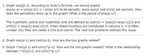 Solved 1 Graph Exp Pi Z According To Euler S Formula We Should Expect 1 Answer