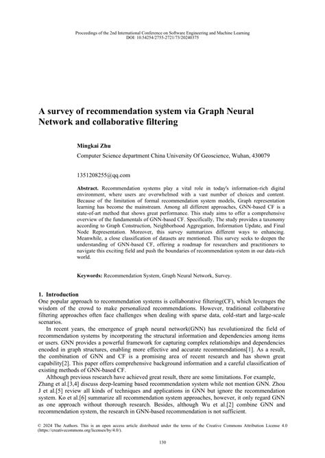 PDF A Survey Of Recommendation System Via Graph Neural Network And