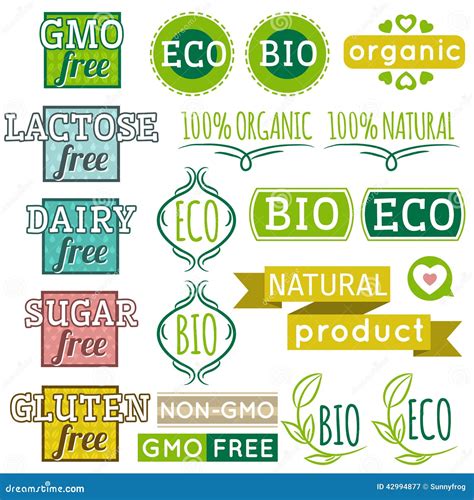 Set Of Natural Organic Product Labels And Emblems Stock Vector