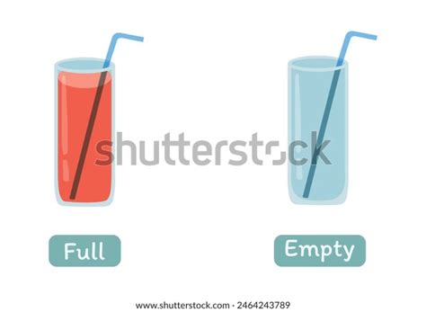Opposite Words Antonym Full Empty Illustration Stock Vector Royalty