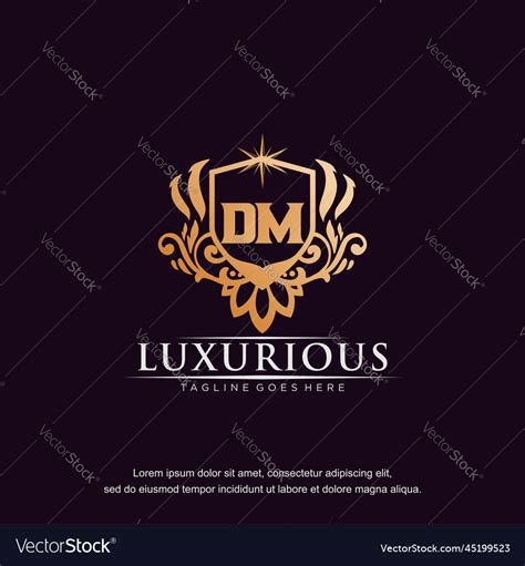 Dm Initial Letter Luxury Ornament Gold Monogram Vector Image